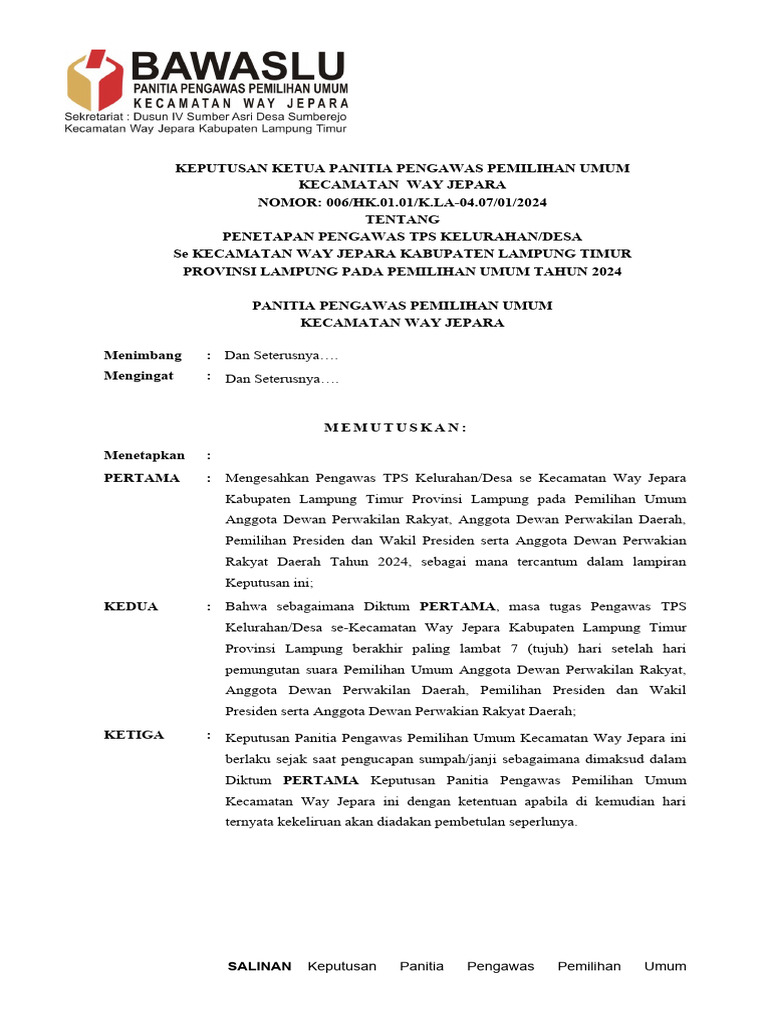 Petikan SK PTPS 2024 | PDF