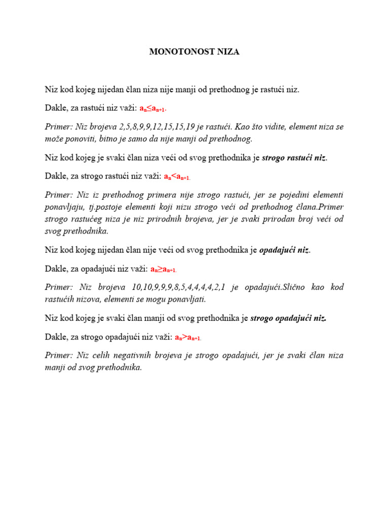 Monotonost Niza | PDF