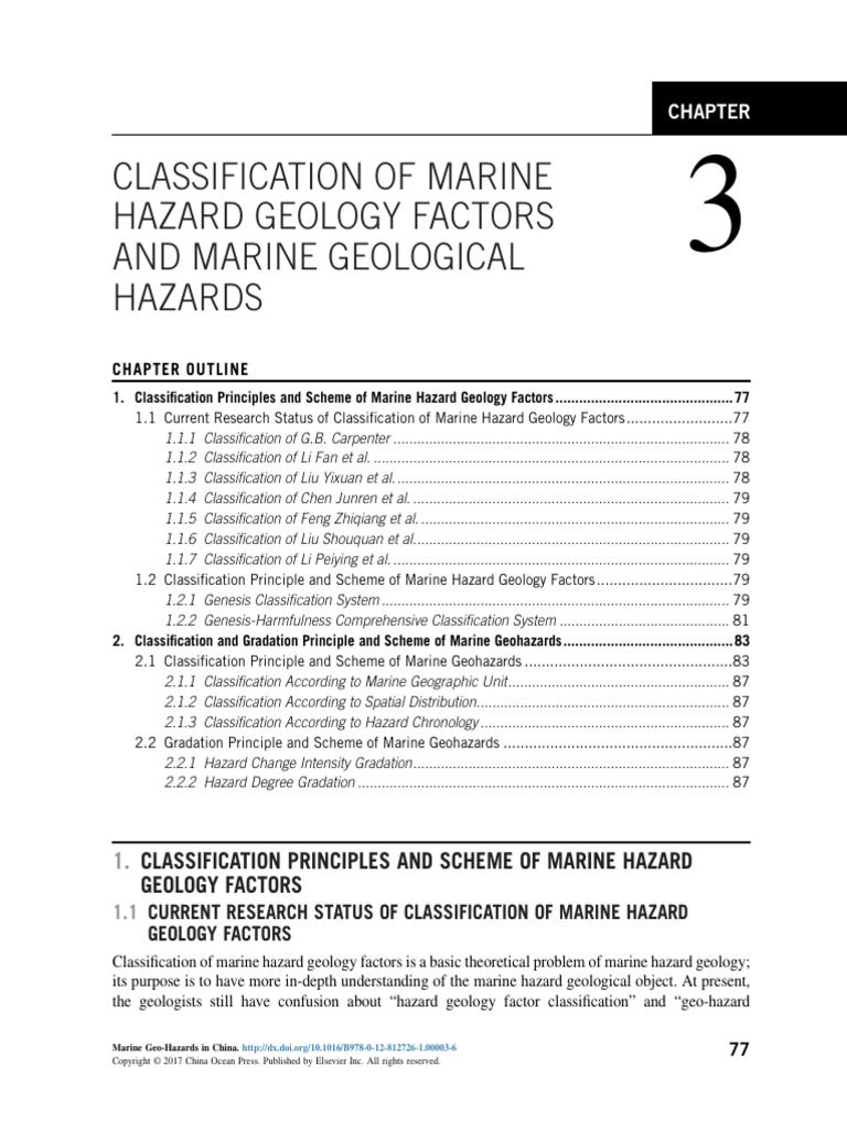 Classification of Marine Hazard Geology Factors and Marine Geological ...