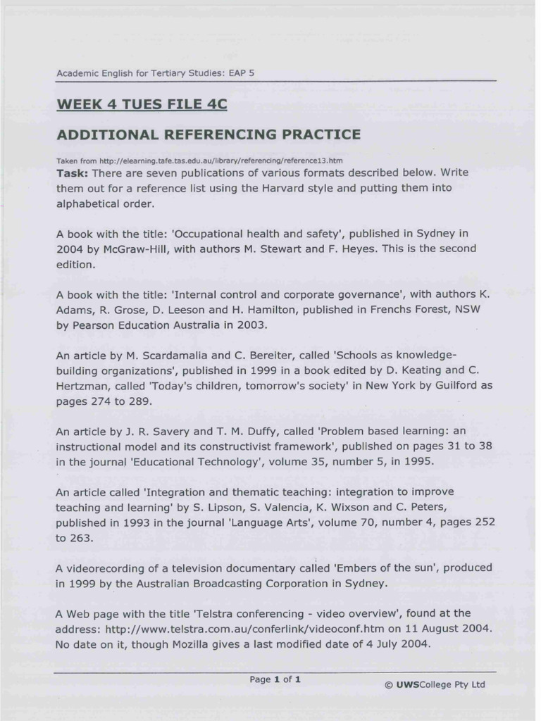 Additional Referencing Practice | PDF