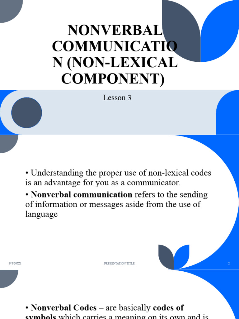 Nonverbal Communication Non Lexical Component | PDF | Nonverbal ...