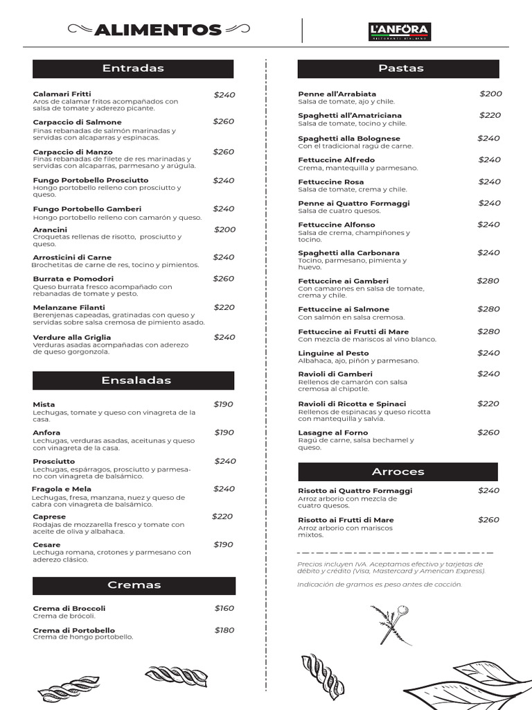 Menú L'Anfora Enero 2024 | PDF | pesto | Queso