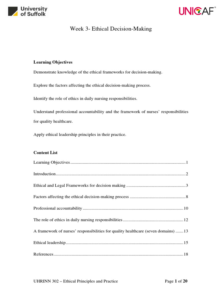 Ethical Decision-Making in Nursing | PDF