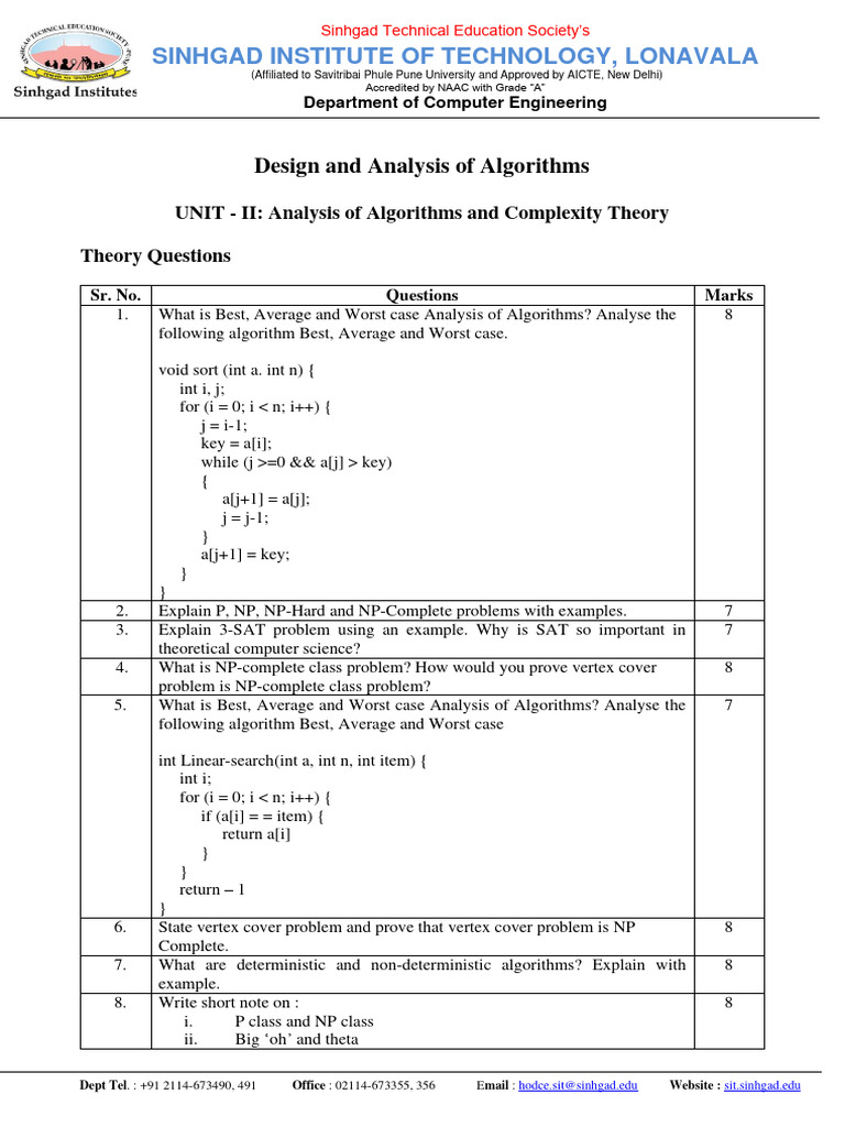 DAA - Theory Assignment 2 | PDF | Computational Complexity Theory ... DAA - Theory Assignment 2 | PDF | Computational Complexity Theory ...
