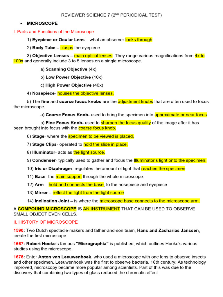 Reviewer Science 7 | PDF | Microscope | Reproduction