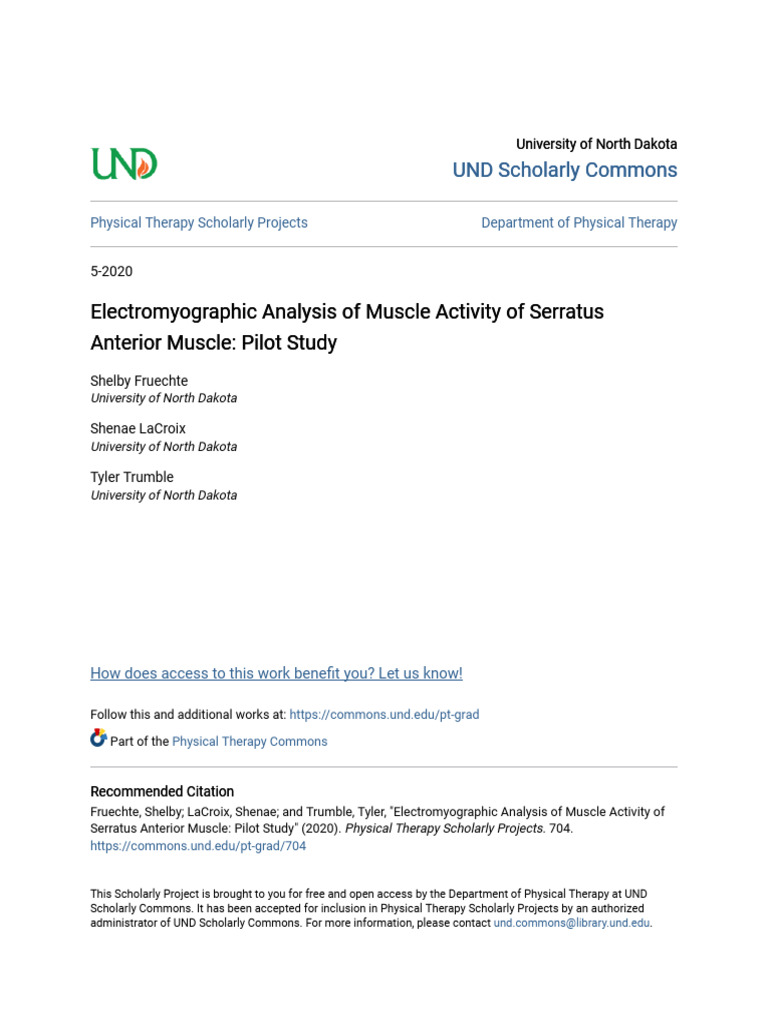 Electromyographic Analysis of Muscle Activity of Serratus Anterio | PDF | Electromyography ...