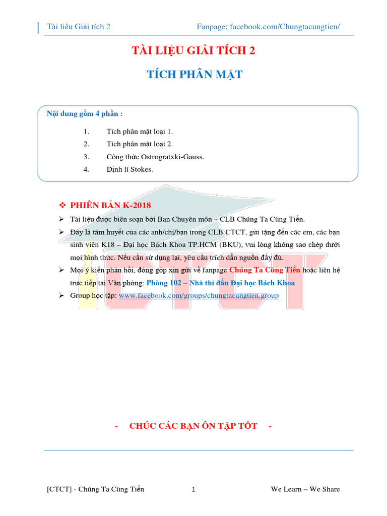 TÍCH PHÂN MẶT | PDF