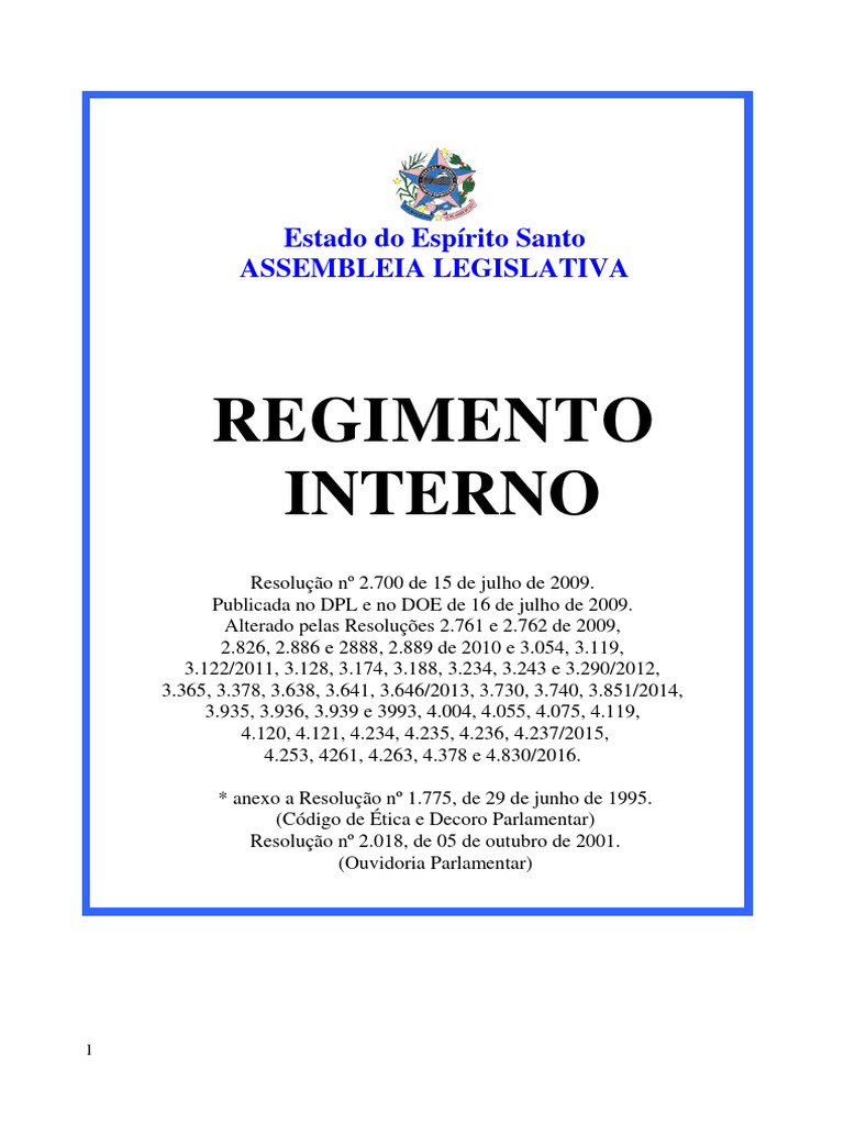 Regimento Interno ALES | PDF