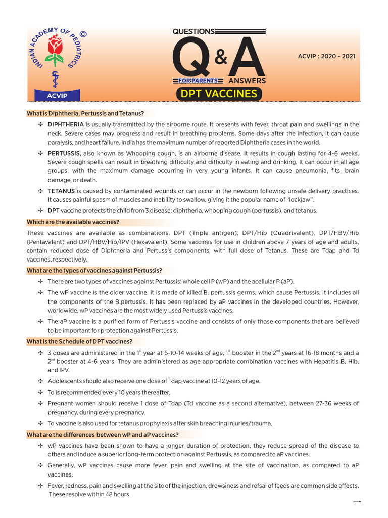 Dpt Vaccines Pdf Medicine Children S Health