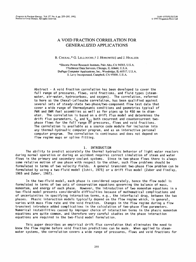 A Void Fraction Correlation For Generalized Applications | PDF | Fluid ...