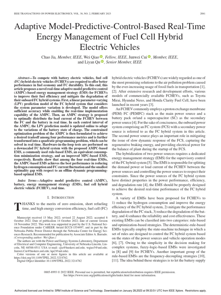 Adaptive Model-Predictive-Control-Based Real-Time Energy Management of ... Adaptive Model-Predictive-Control-Based Real-Time Energy Management of ...