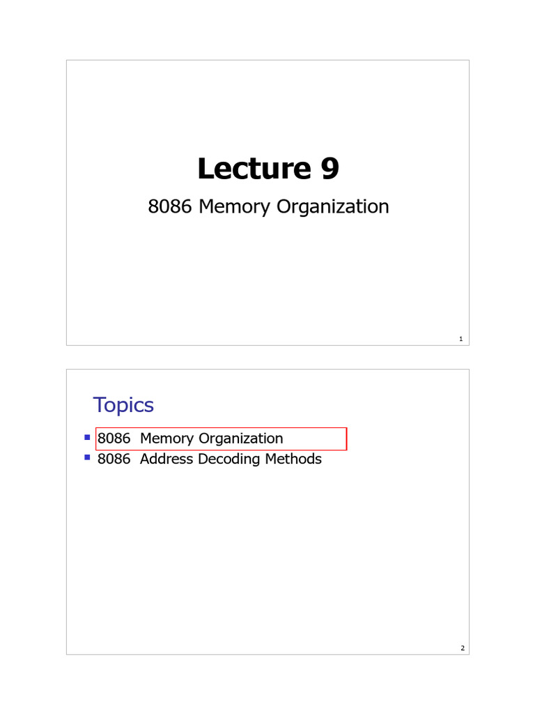 Lecture9 Memory Organization Pdf Random Access Memory Read Only 2724