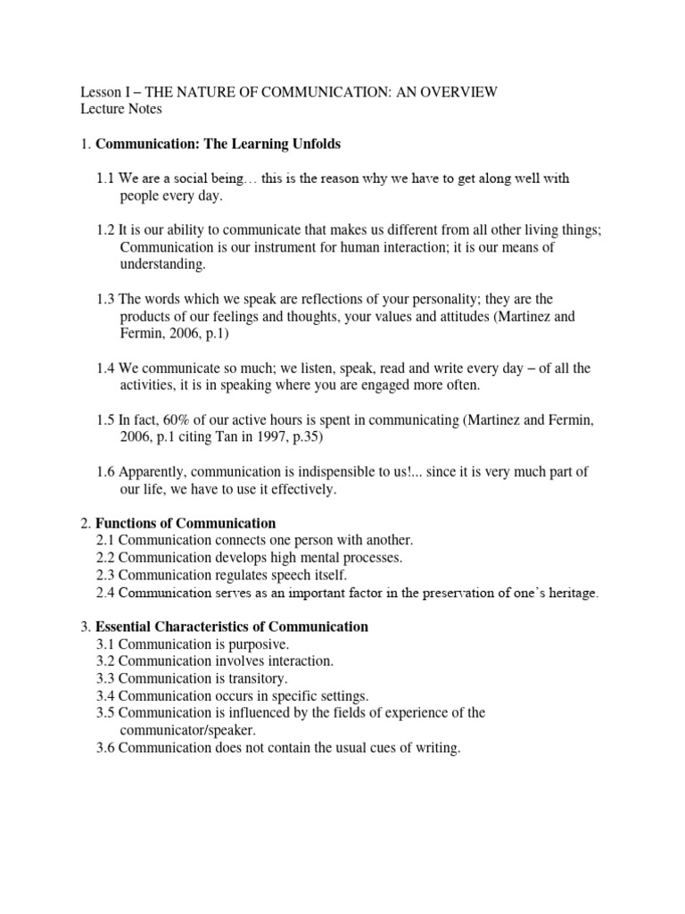 Overview of Communication Essentials | PDF | Communication | Thought