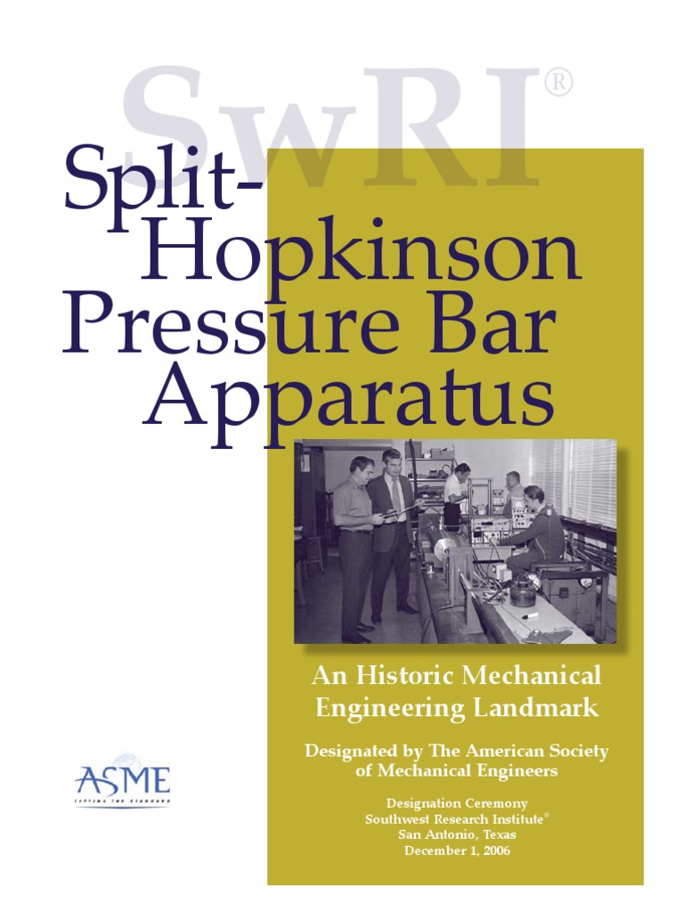 Split-Hopkinson Pressure Bar Apparatus - SWRI | PDF | Deformation ...
