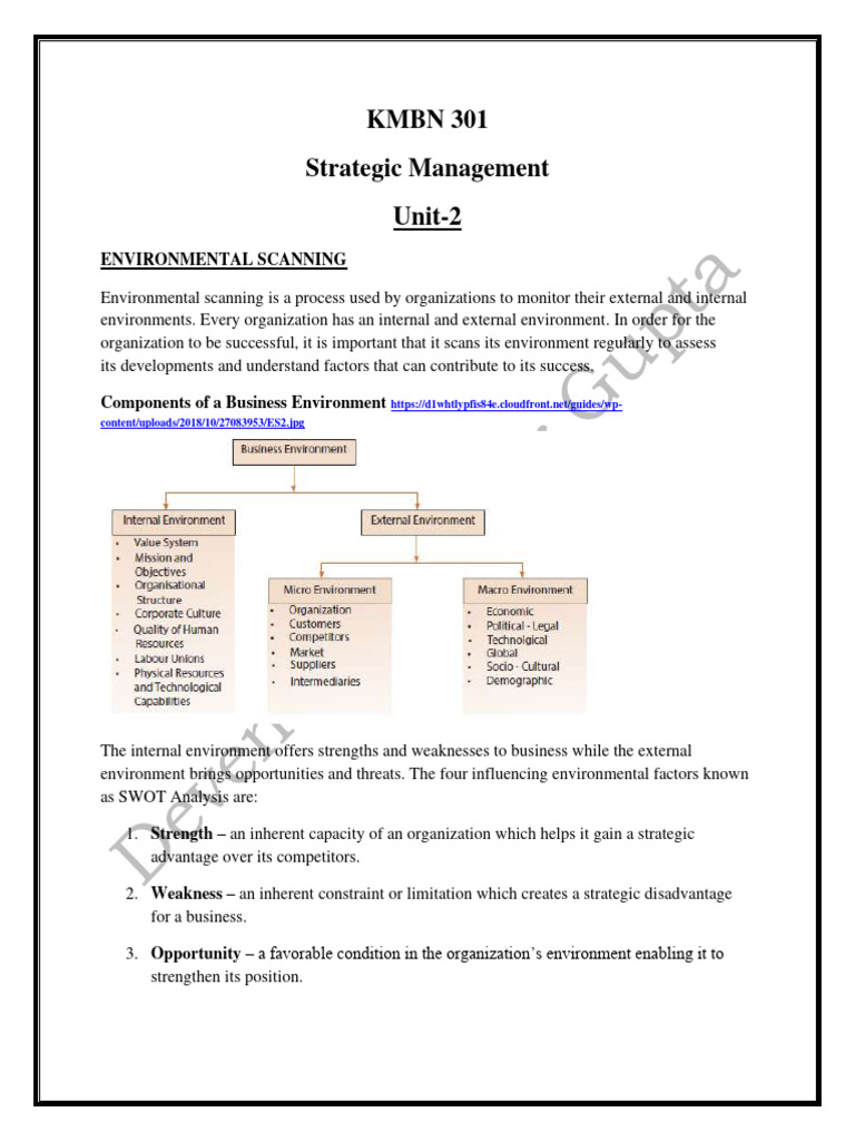 KMBN 301 Strategic Management Unit 2 | PDF | Competitive Advantage | Value Chain