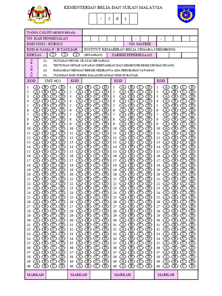 Omr Kosong Tugasan Ok | PDF