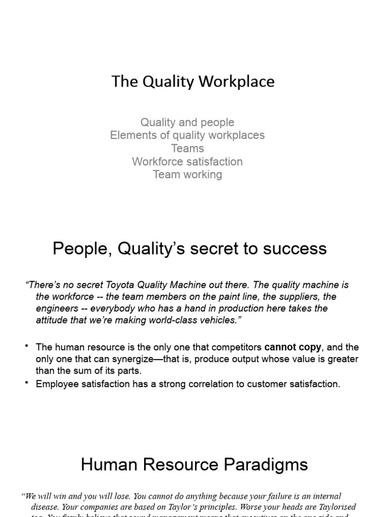 11 The Quality Workplace | PDF | Leadership | Motivation