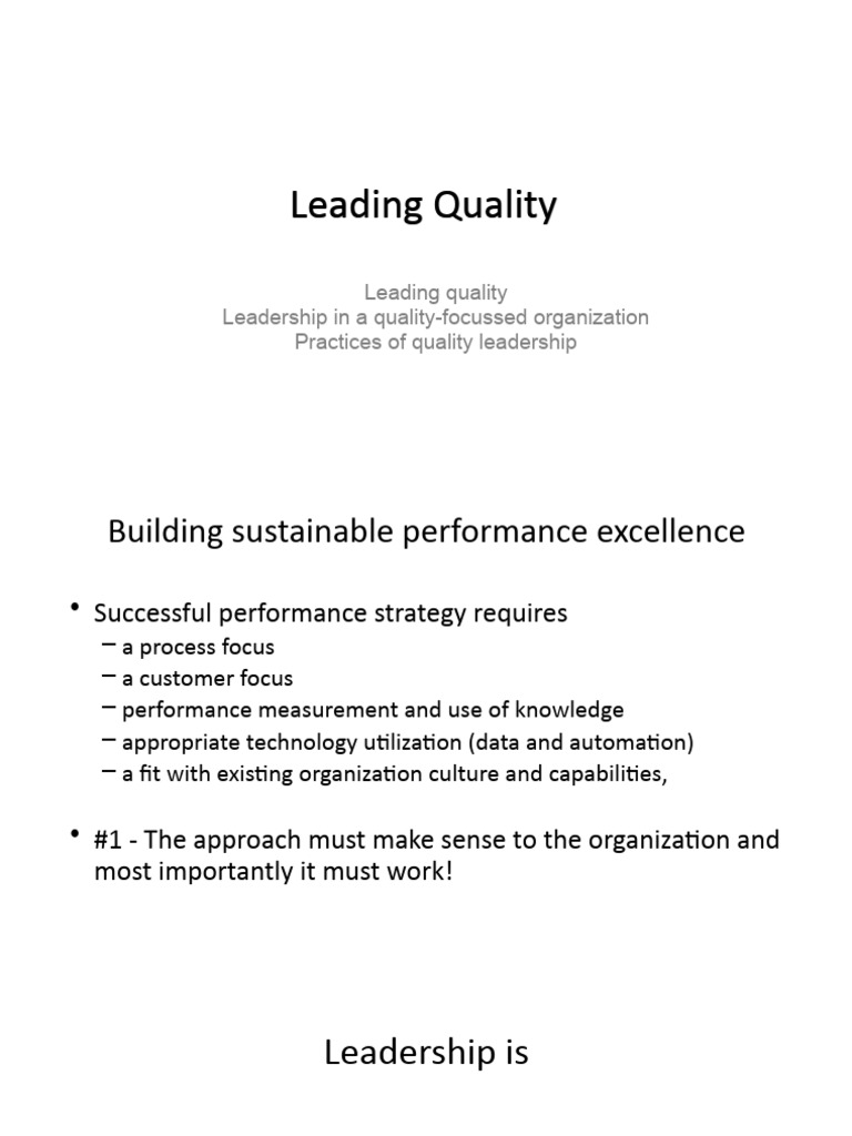 12 Leading Quality | PDF | Leadership | Strategic Management