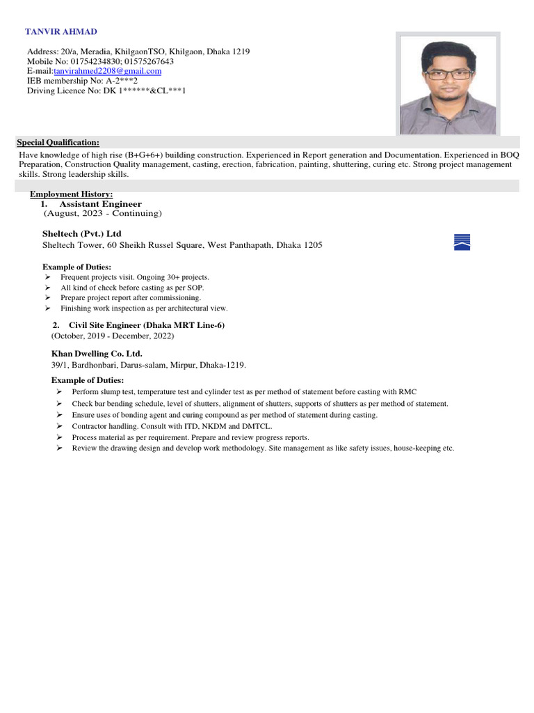 Tanvir Ahmad CV | PDF