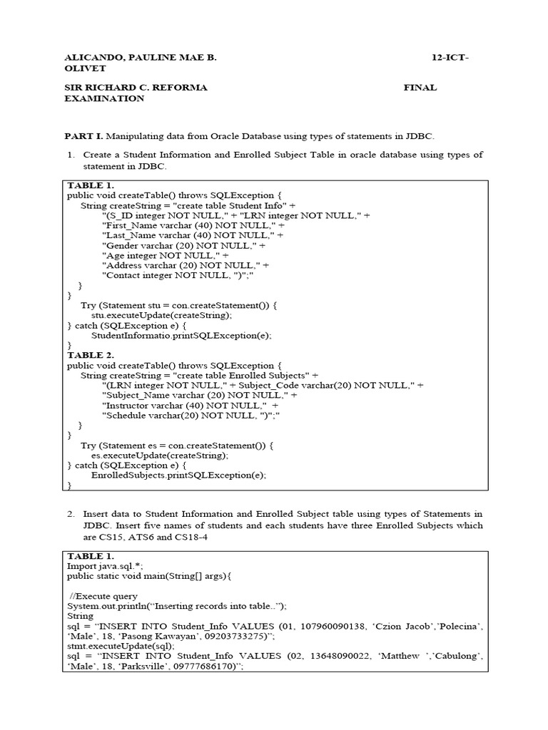 FinalExam ICT | PDF | Sql | Information Retrieval