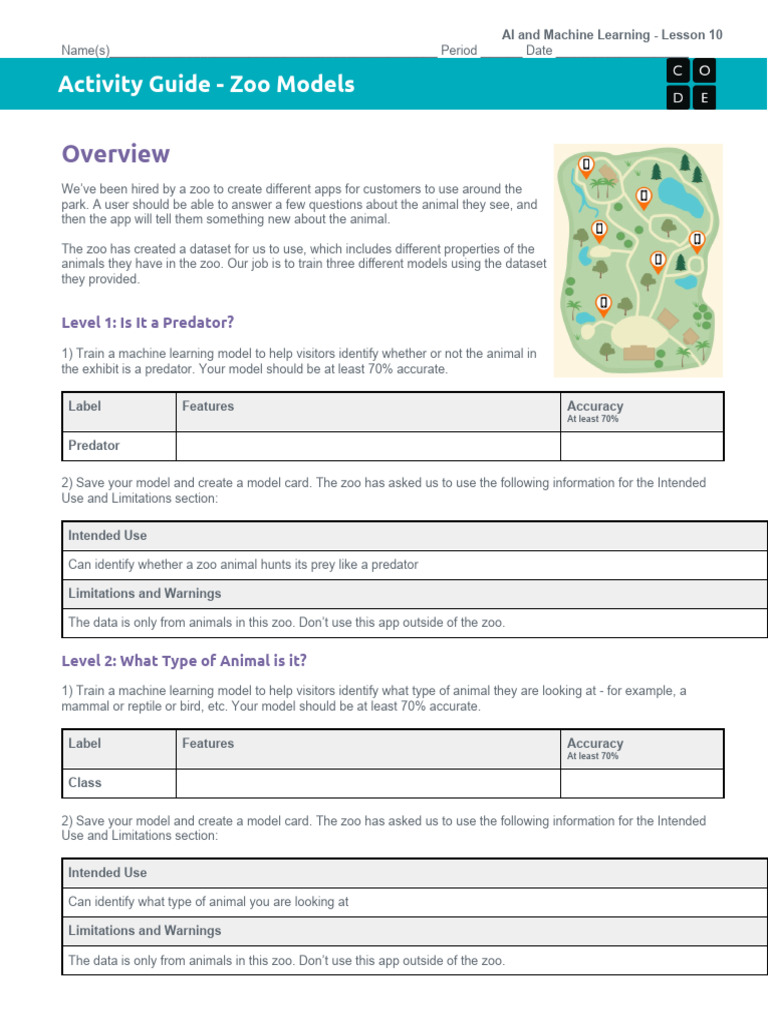 U7L10 - Activity Guide - Zoo Models | PDF