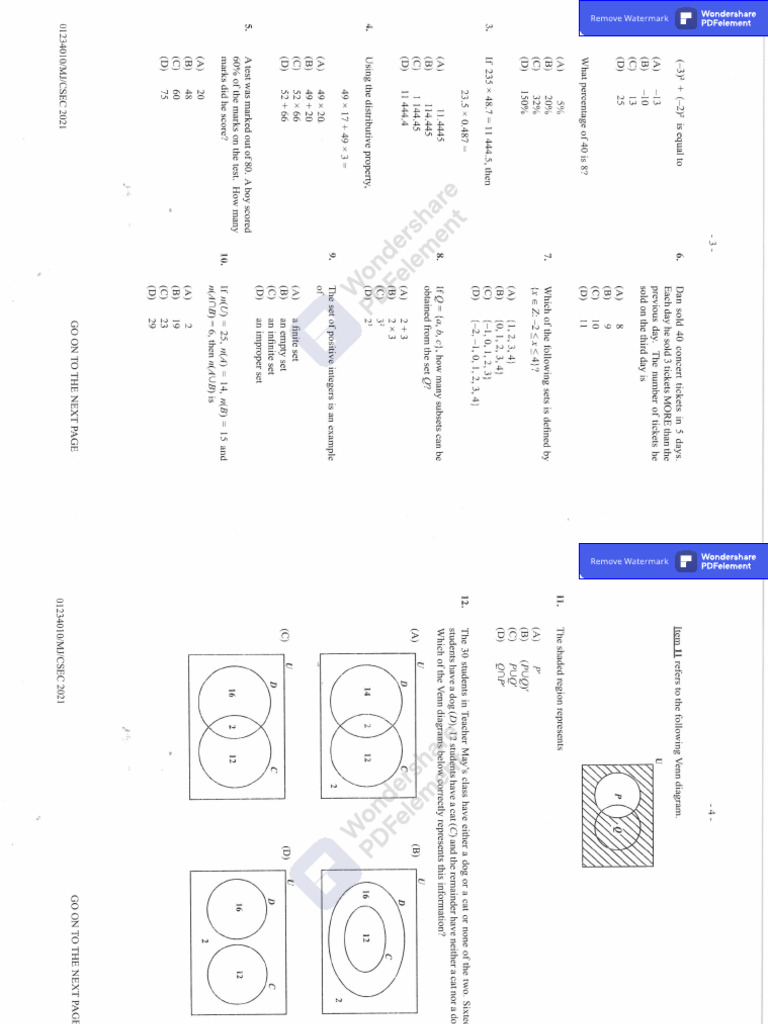 CSEC July 2021 Mathematics P1 | PDF | Computers
