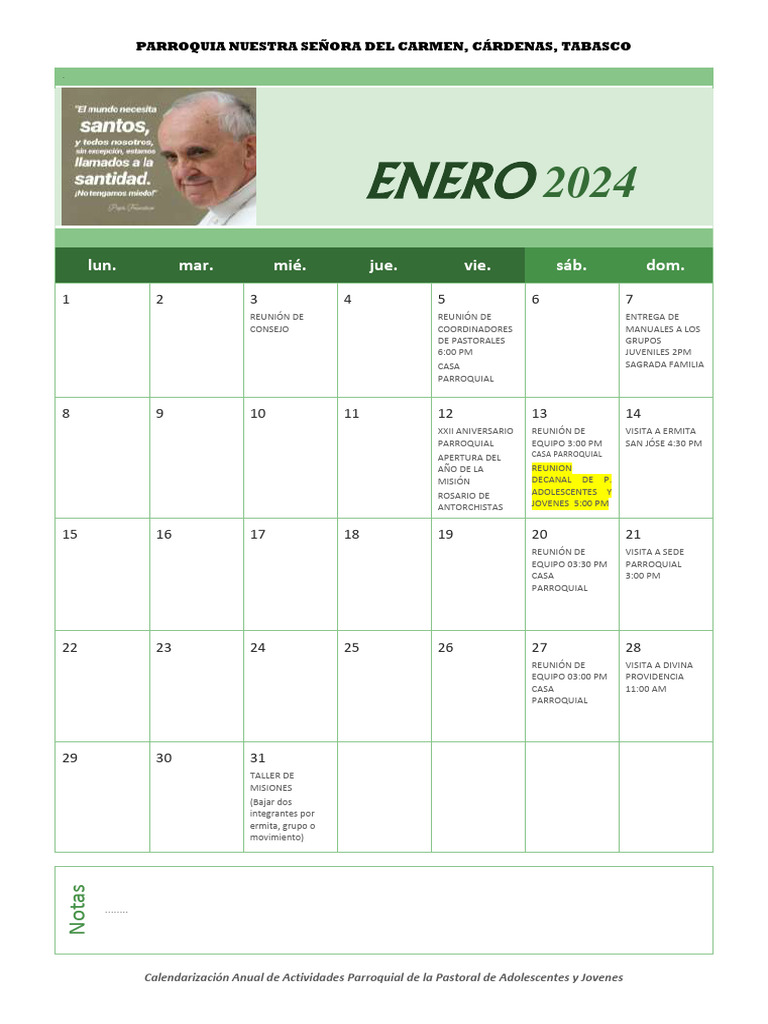 Calendario de Act PJ 2024-1 | PDF