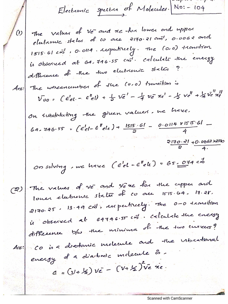 Electronic Spectroscopy Problems 1 | PDF