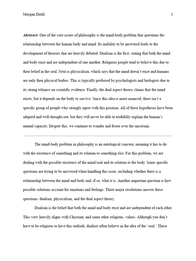 PHIL-001 Final Paper | PDF | Mind | Soul