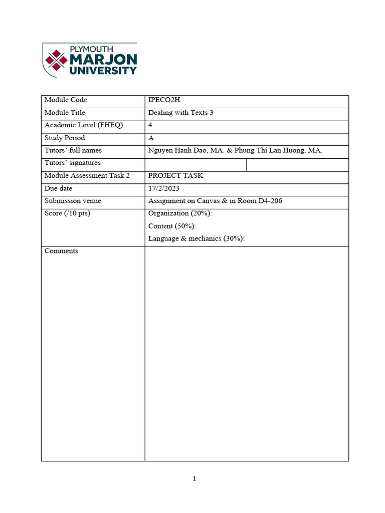 (Template) Module Assessment Task 2_Project Task | PDF | Social Media ...