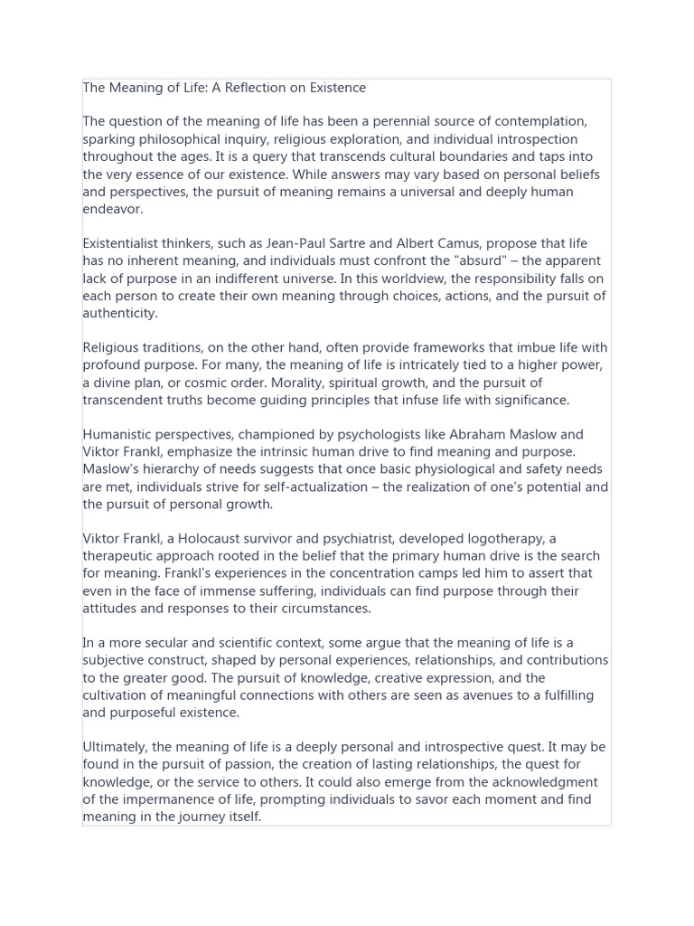 The Meaning of Life | PDF | Meaning Of Life | Applied Philosophy