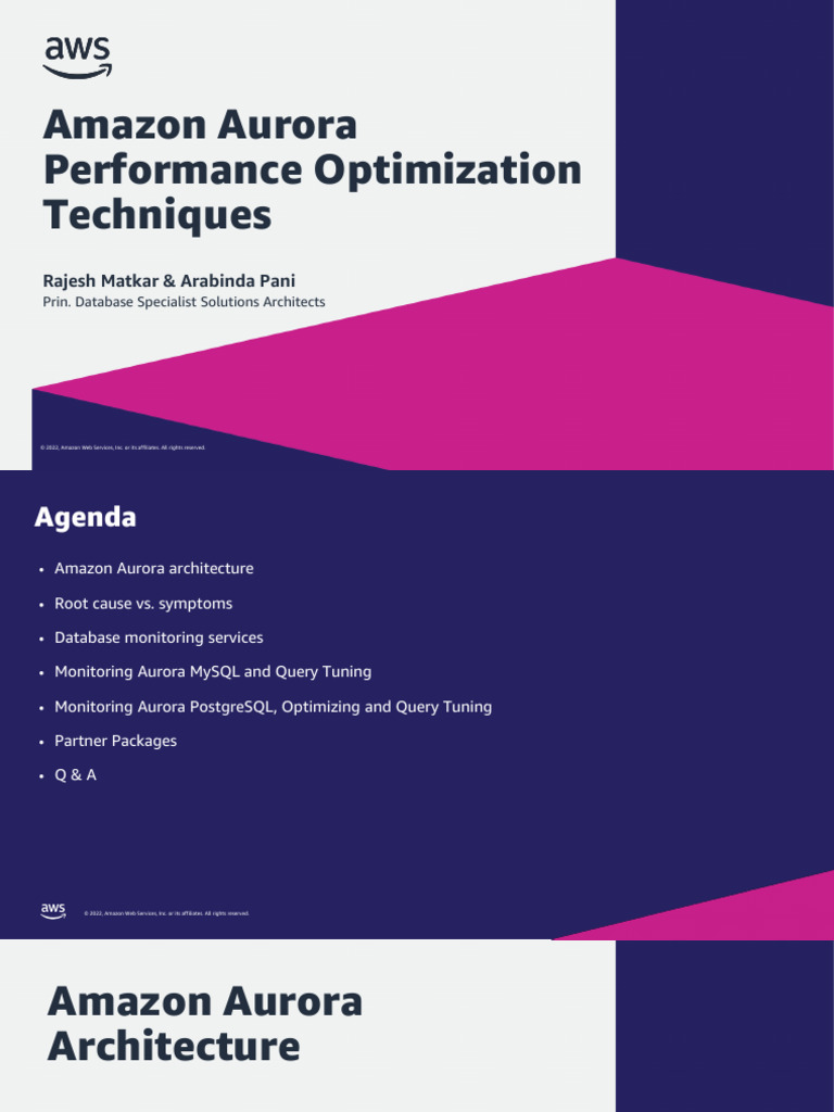Dmwq1d4s3t2 Amazon Aurora Performance Optimization Techniques Pdf Postgre Sql Database Index 0615