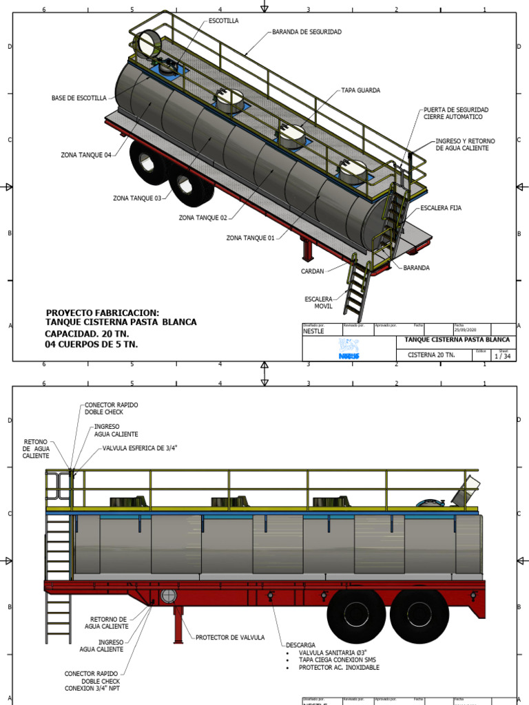 Planos tanque cisterna pasta blanca PBL 20 Ton | PDF