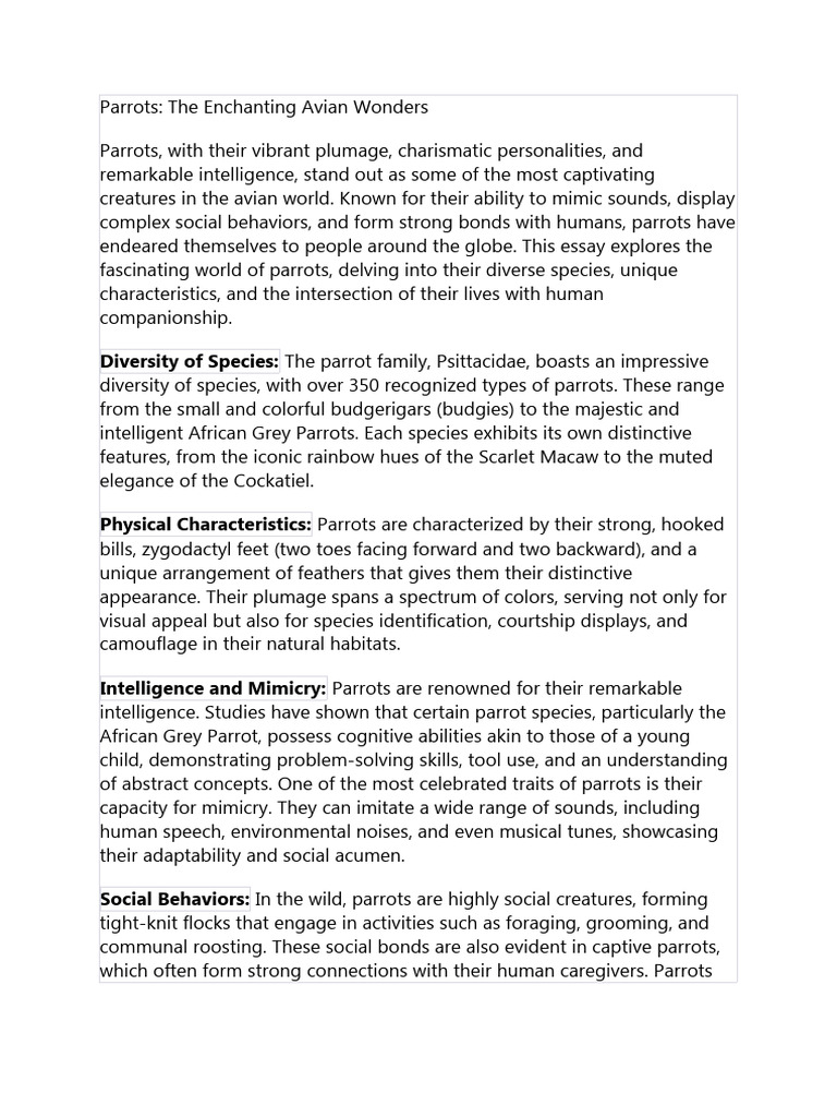 Parrots | PDF | Parrot | Birds