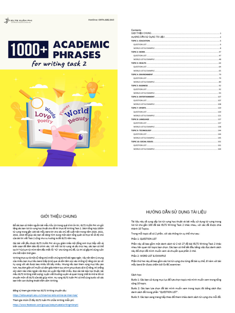 1000+ Academic Phrases For Writing Task 2 | PDF