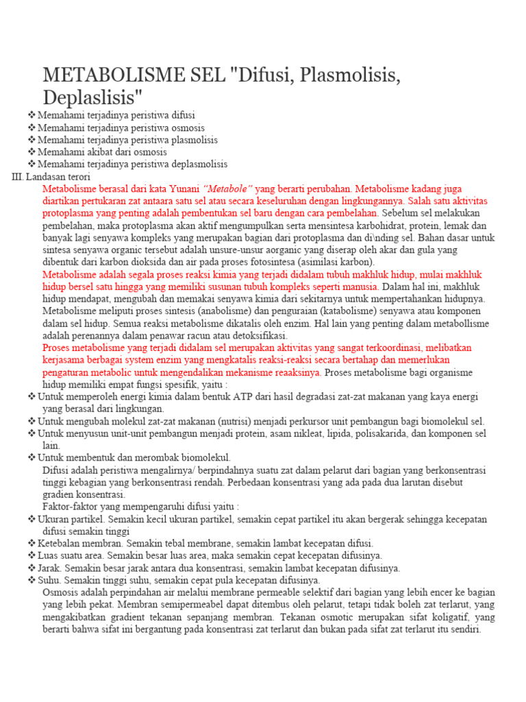 Metabolisme Sel | PDF
