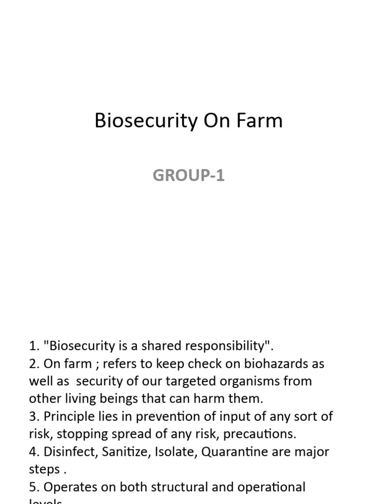 Biosecurity On Farm All Presentation | PDF | Quarantine | Medical ...