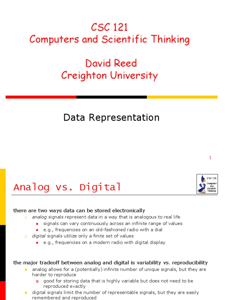 CSC 121 Computers and Scientific Thinking David Reed Creighton University | PDF | Data ...