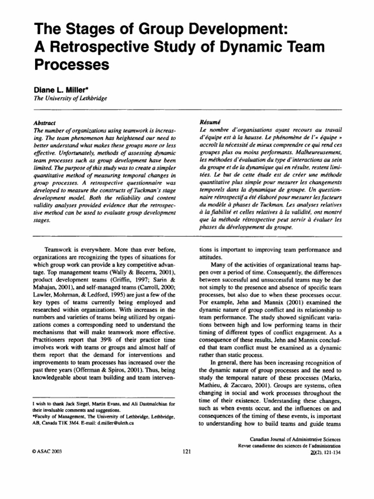 The Stages of Group Development: A Retrospective Study of Dynamic Team ...