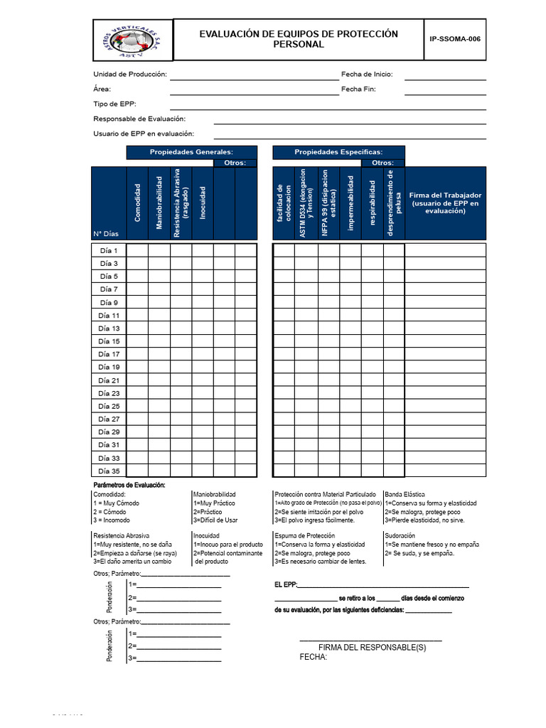 Ip-Ssoma-006 Evaluación de Epp | PDF | Materiales | Ciencias fisicas