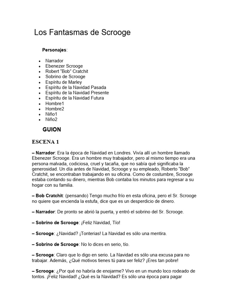 Guion de Los Fantasmas de Scrooge | PDF | Ebenezer Scrooge | Un villancico