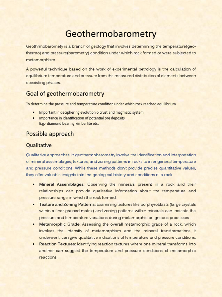 Geothermobarometry | PDF | Rock (Geology) | Minerals