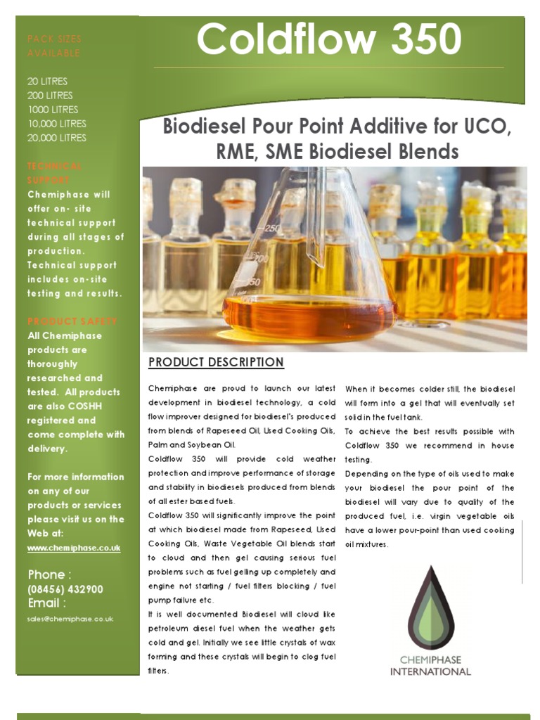 Coldflow 350 Product Brochure | PDF | Biodiesel | Chemistry