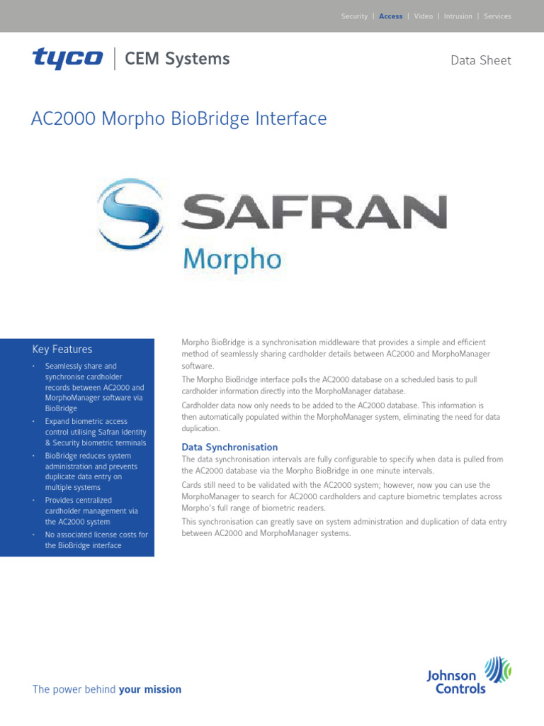 AC2000 Morpho BioBridge Interface | PDF | Biometrics | Databases