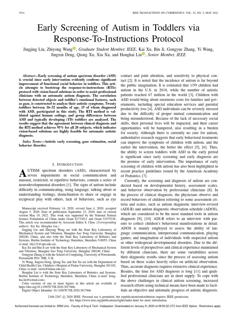 Early Screening of Autism in Toddlers Via Response-To-Instructions ...