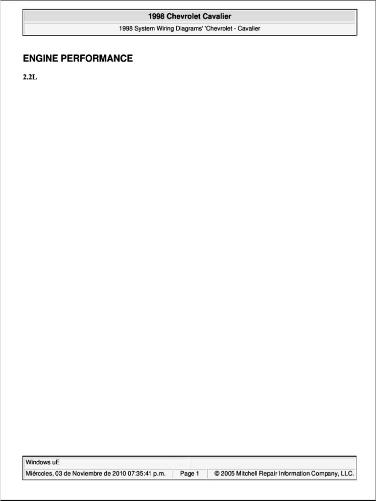 Diagramas del Motor Cavalier 2.2 1998 | PDF | General Motors Marques ...