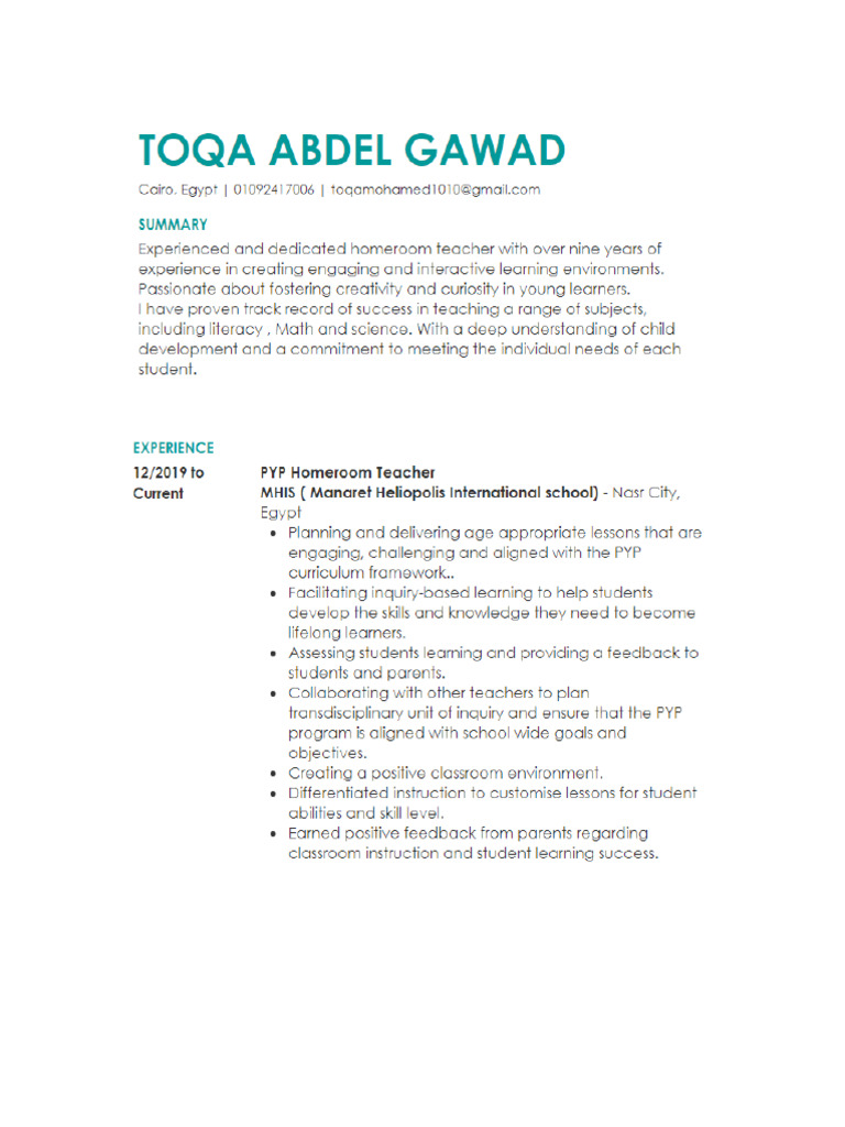 Toqa Mohamed CV - PDF 4 | PDF