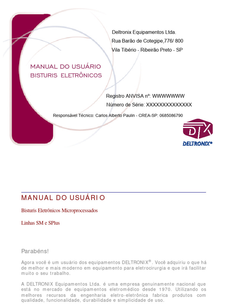 Bisturi Eletr+ Nico Deltronix (SM e SPlus) - Manual Do Usu+írio | PDF ...
