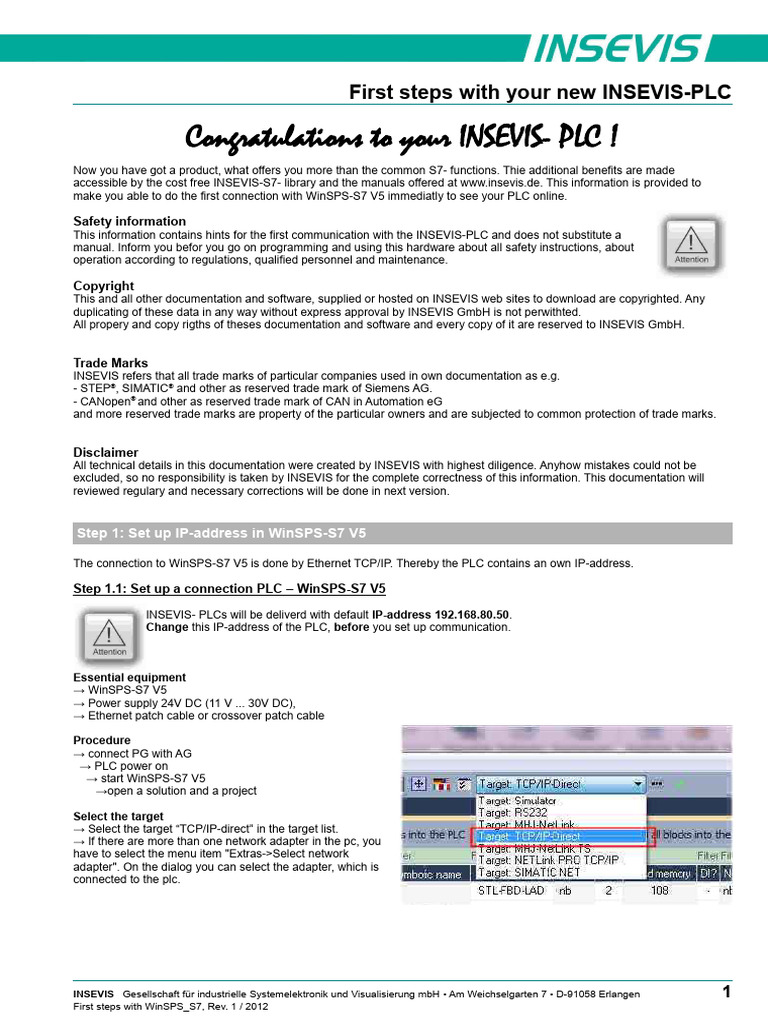 First Steps WinSPS ENGL 01 | PDF | Programmable Logic Controller | Ip ...