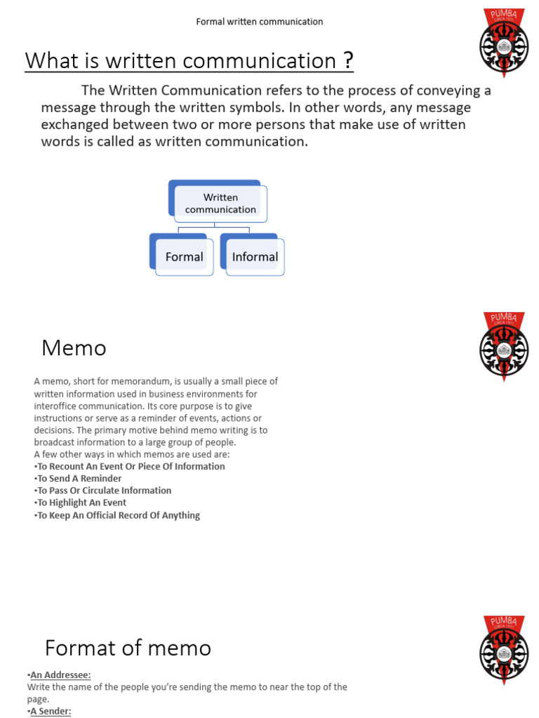 Understanding Written Communication Types | PDF | Memorandum | Loans